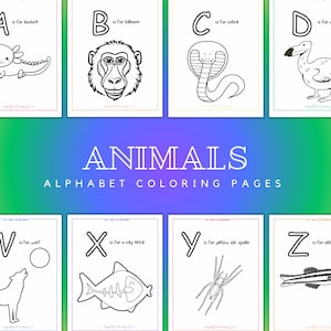 Animal Alphabet Coloring Pages: Preschool Learning (printable) - Etsy