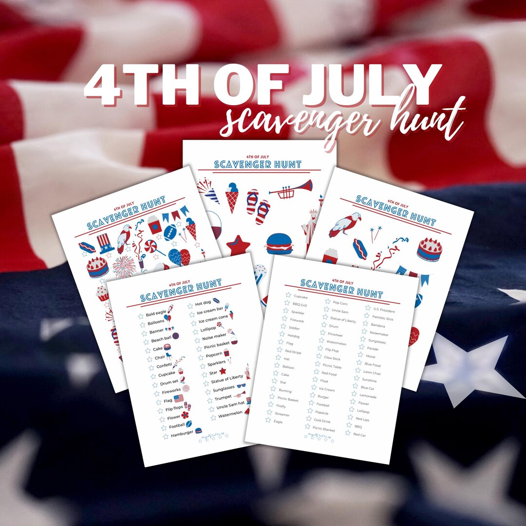 4th of July Scavenger Hunt Printable | Patriotic Kids Game | Word and ...