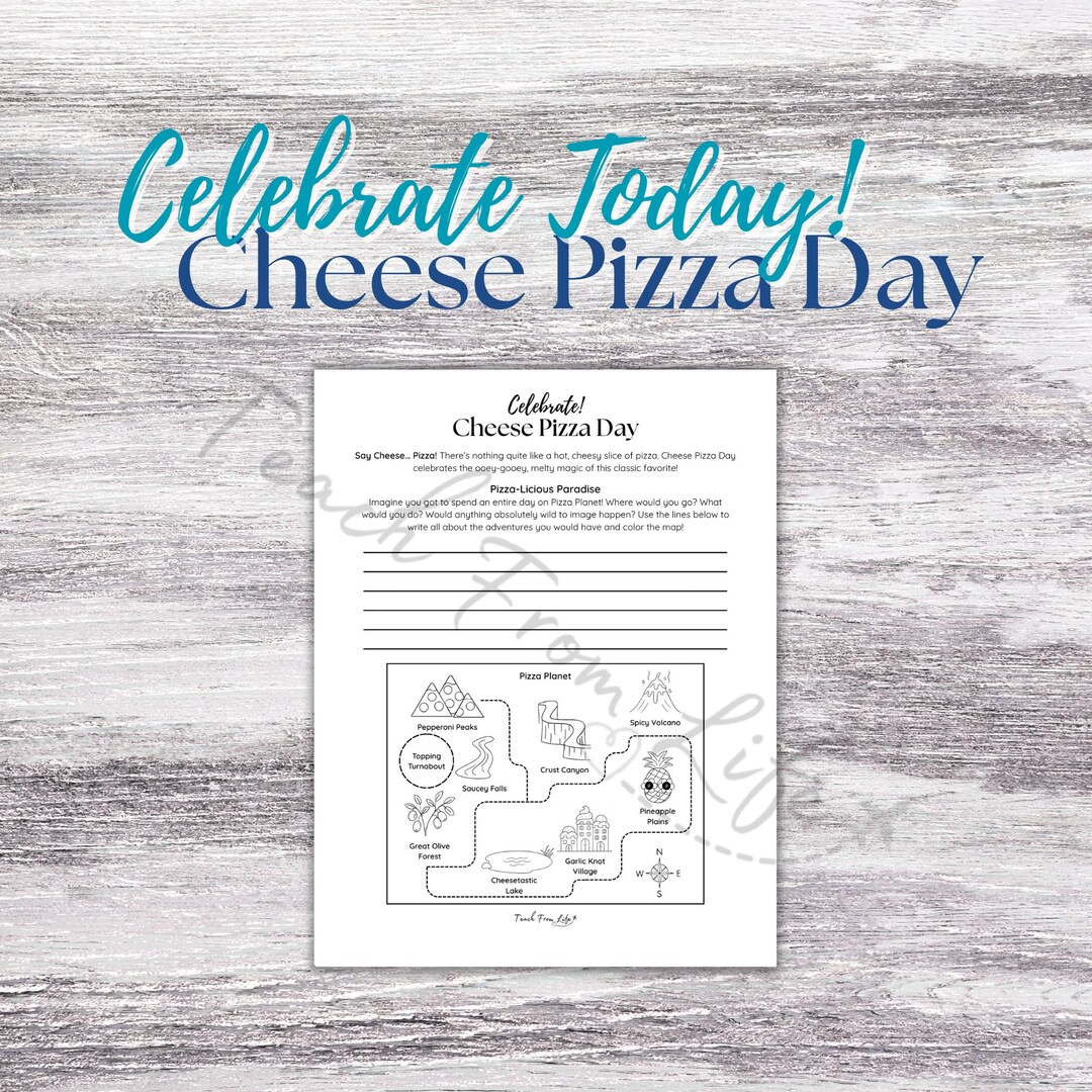Cheese Pizza Day Printable: Writing Prompt & Pizza Planet Map (digital ...