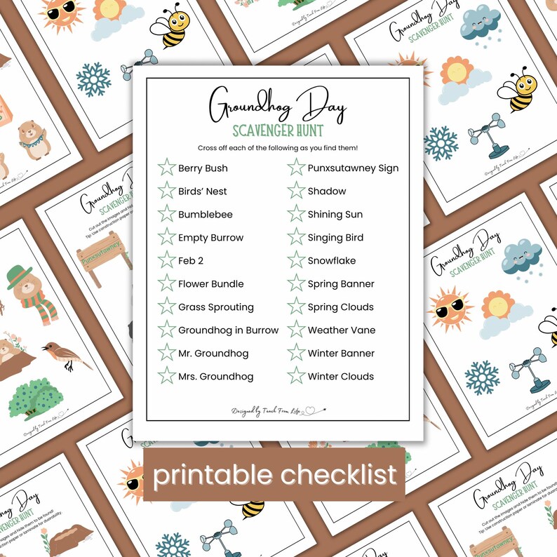 Groundhog Day Scavenger Hunt | Printable Game for Kids & Families | Fun ...