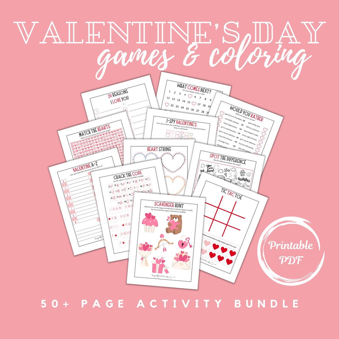 Valentine’s Day Games, Puzzles, & Activity Bundle | Printable Valentine ...