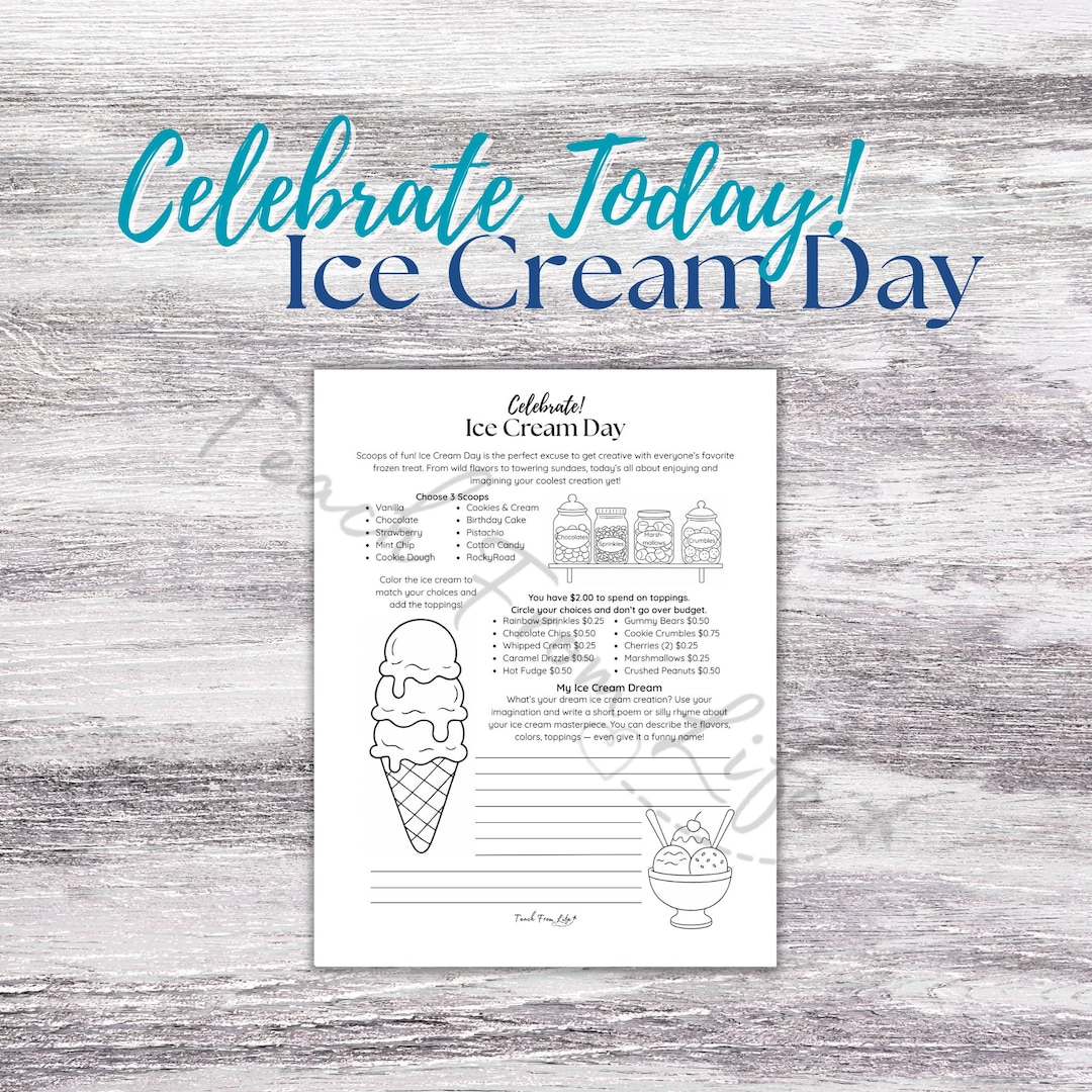 Ice Cream Day Printable: Budgeting, Creative Writing Activity (digital ...