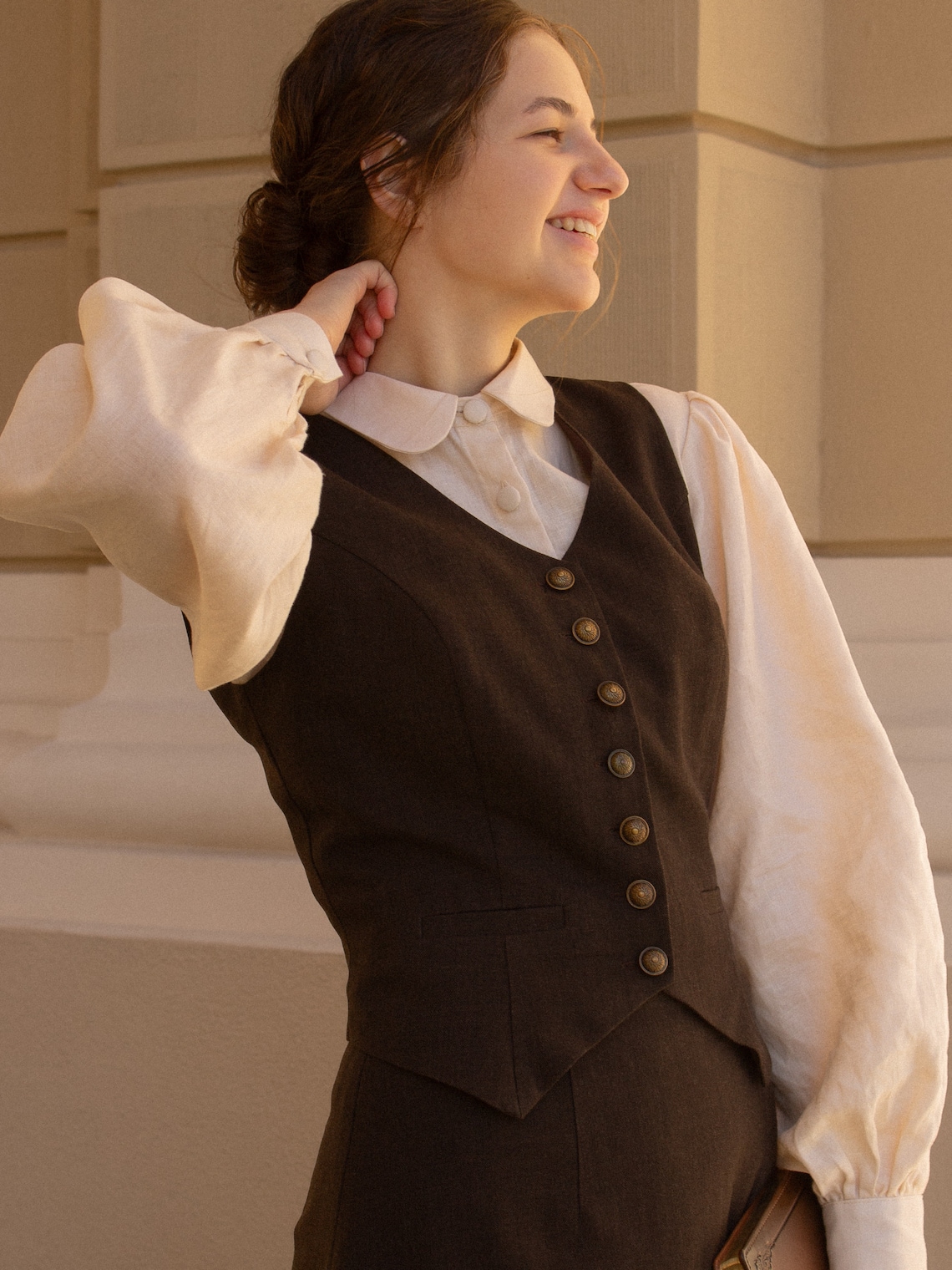 Women Waistcoat Brown, Edwards Vest Women, Edwardian Waistcoat Female ...