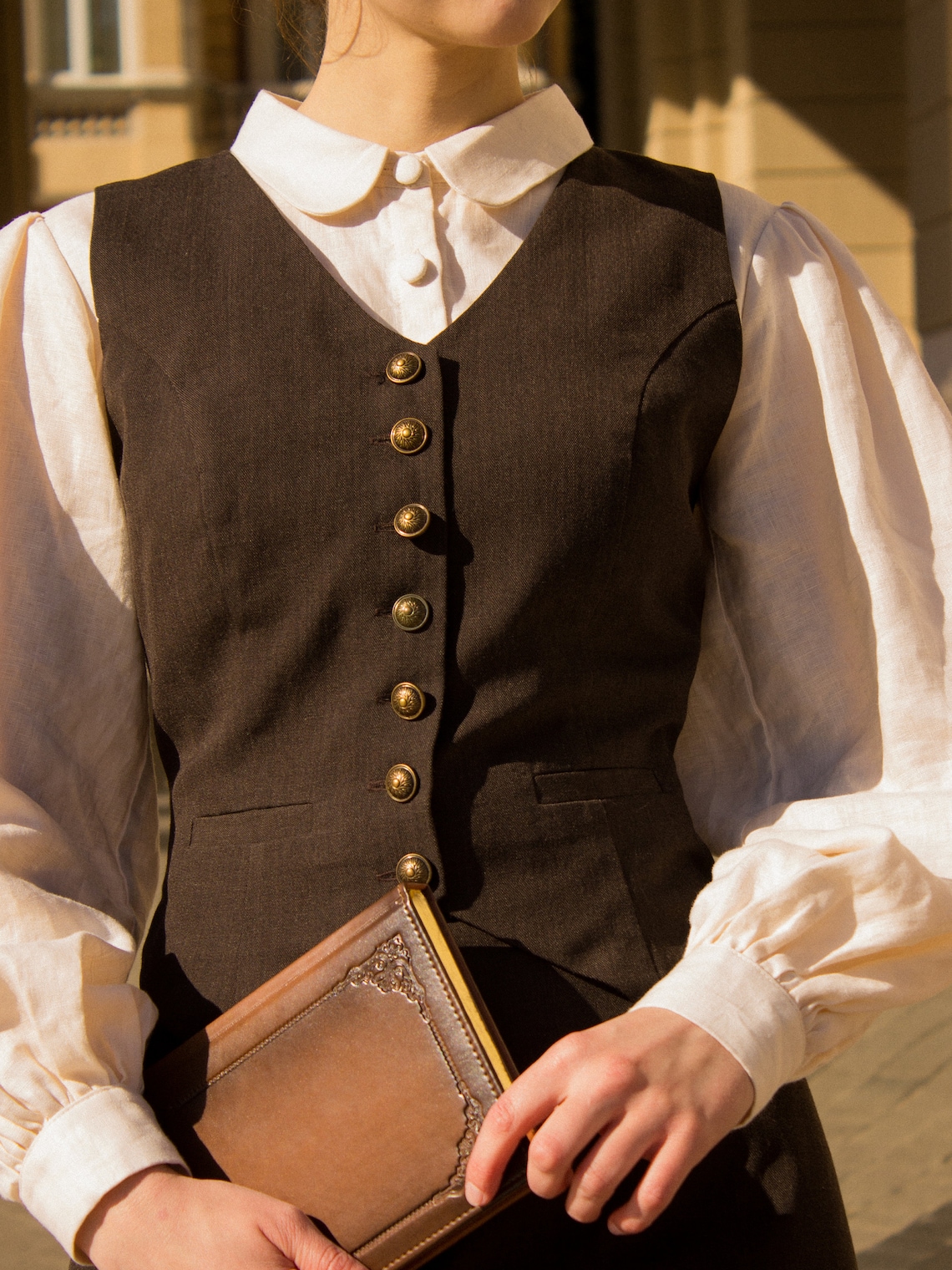 Women Waistcoat Brown, Edwards Vest Women, Edwardian Waistcoat Female ...