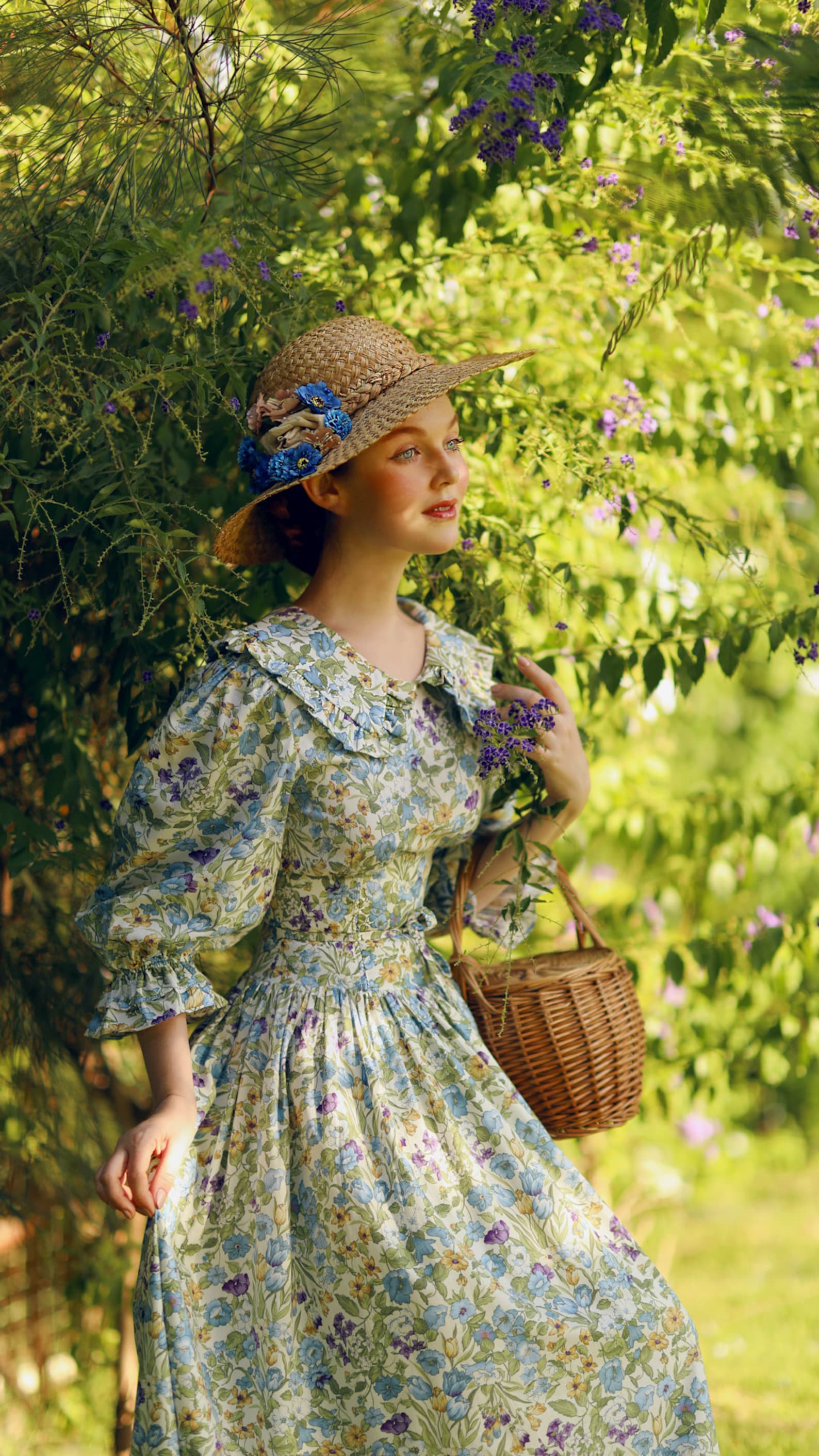 Renaissance Dress, Modest Dress, Bridesmaid Floral Dress, Corset ...