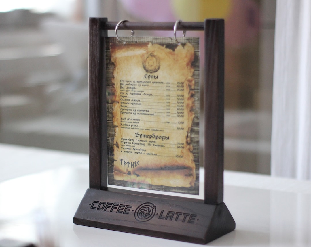 Menu Holder.wooden Menu Stand.restaurant Menu Cover.hot Dog Foldable ...