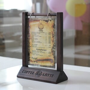 Menu Holder.wooden Menu Stand.restaurant Menu Cover.hot Dog Foldable ...