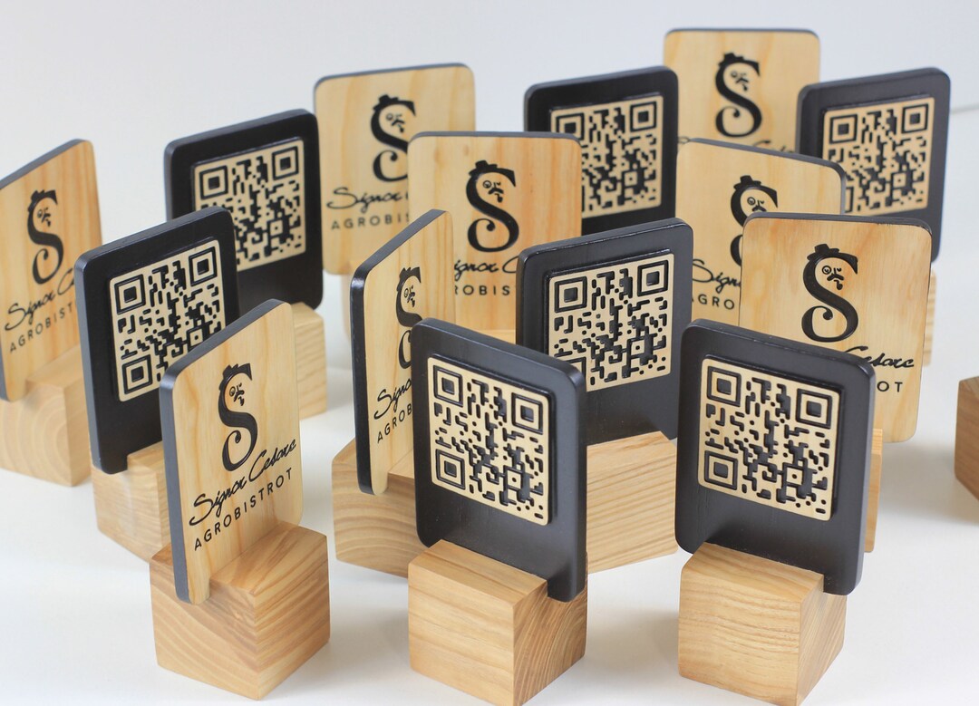 QR Code Sing Qr Code Wood Menu Holder Qr Menu Qr Code Holder - Etsy