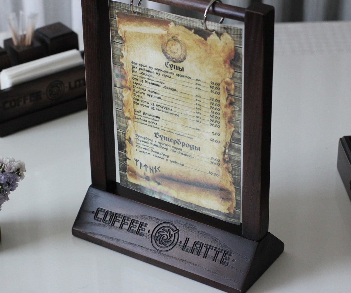 Menu Holder.wooden Menu Stand.restaurant Menu Cover.hot Dog | Etsy
