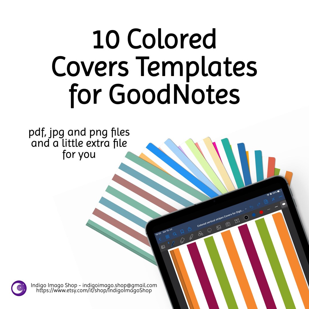 10 Colored Vertical Stripes Digital Covers for Digital Notebook - Etsy