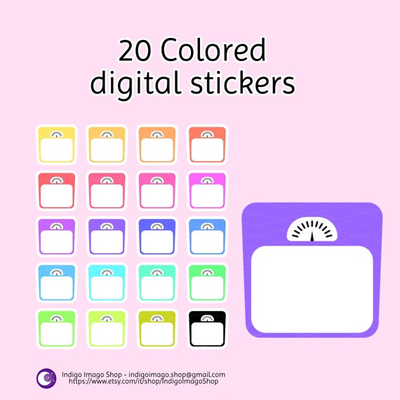 20 Colored Digital Stickers Scales Weight Diet | Etsy