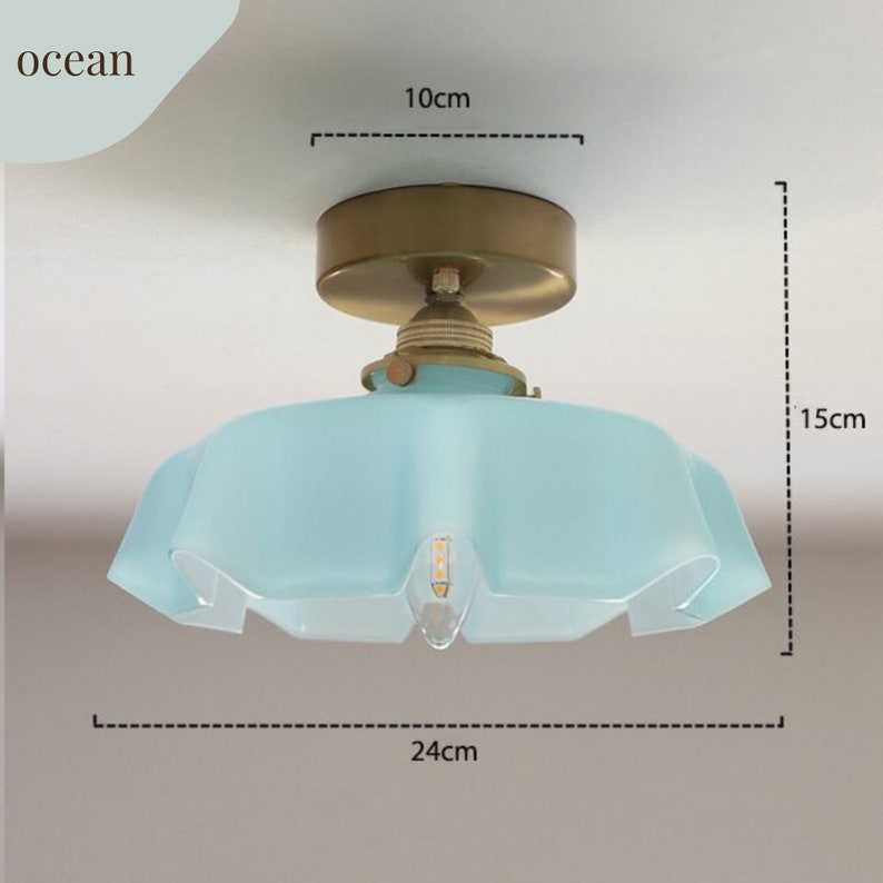 Flush Mount Fixture Glass Shade Ceiling Lights Semi Flush - Etsy