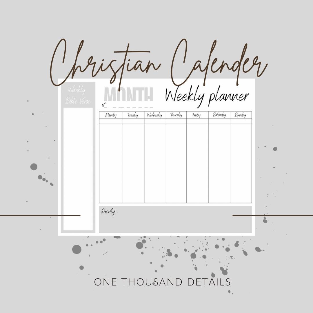 Christian Weekly Planner | Calender | Organized | Printable Planner ...