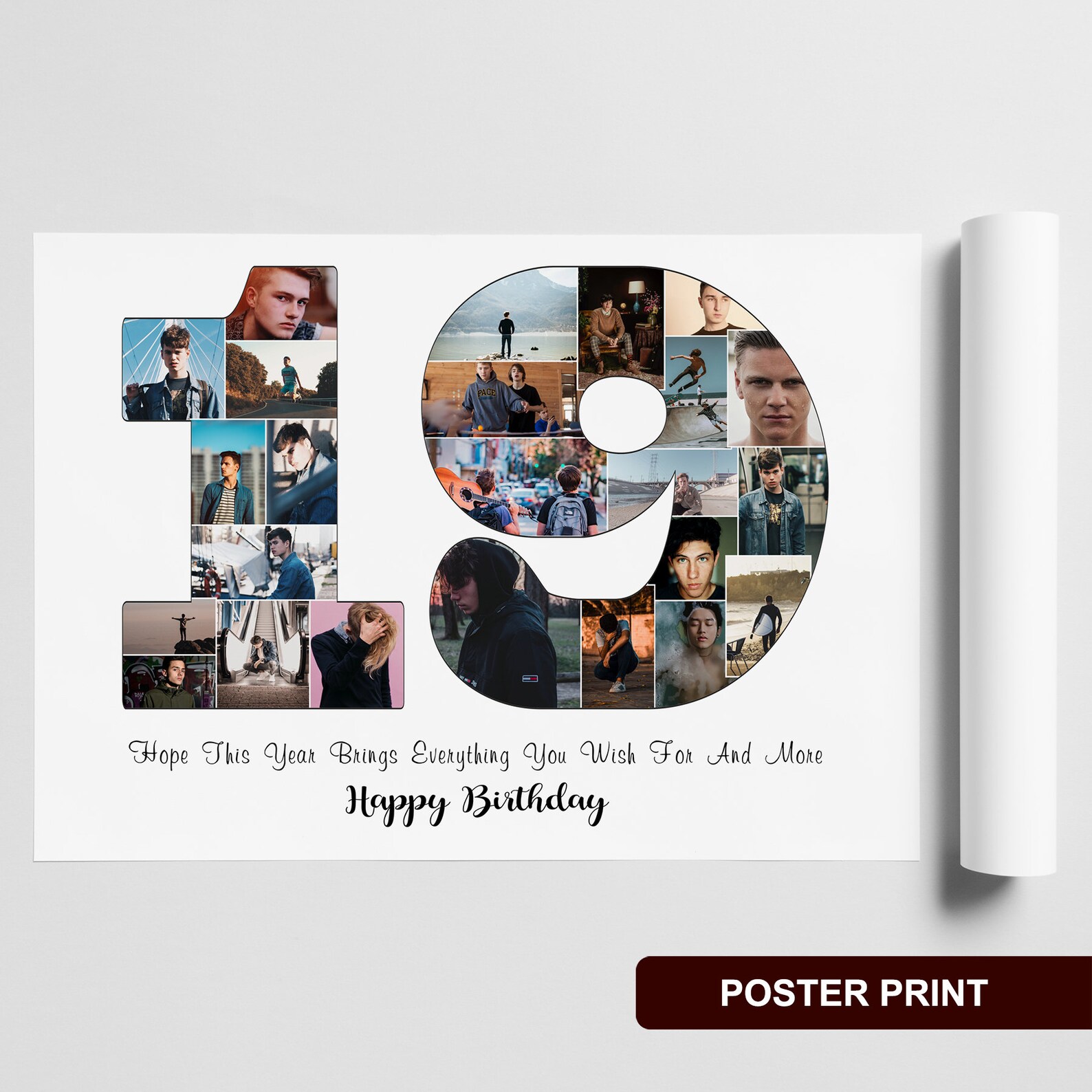 Personalized Happy 19th Birthday for Boy 19th Birthday Number - Etsy