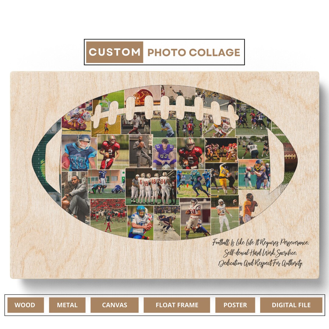Personalised Rugby Ball Gift American Football Team Photo Collage Gift ...