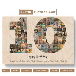 Personalized 10th Birthday Girl Number Collage 10 Year Old Boy Gift ...