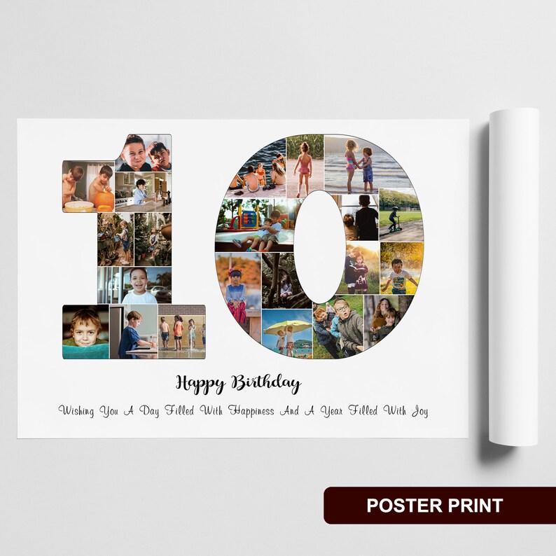Personalized 10th Birthday Girl Number Collage 10 Year Old Boy - Etsy