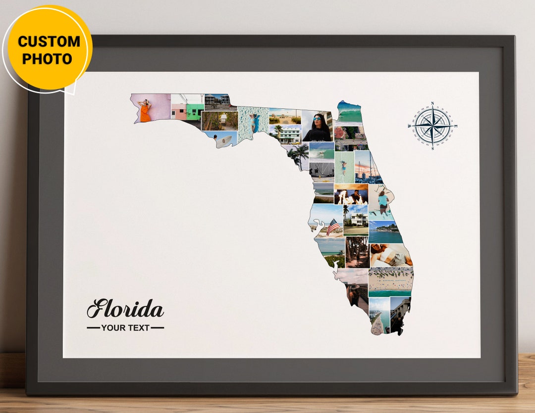 Map of Florida Florida Wall Art Florida Map Print Florida - Etsy