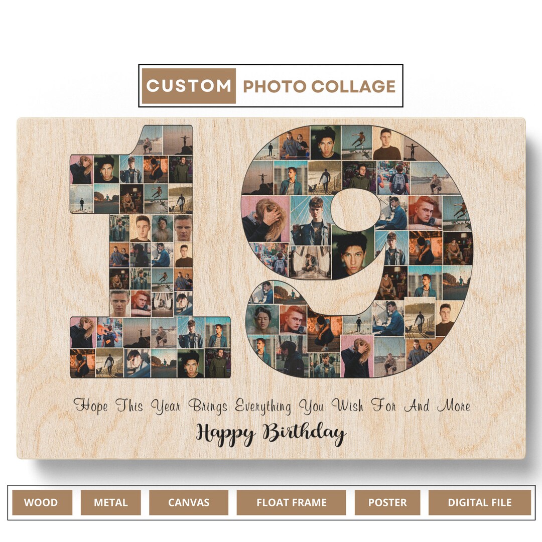 Personalized Happy 19th Birthday for Boy 19th Birthday Number Collage ...