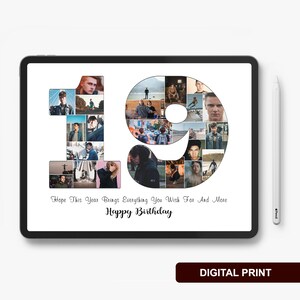 Personalized Happy 19th Birthday for Boy 19th Birthday Number Collage ...