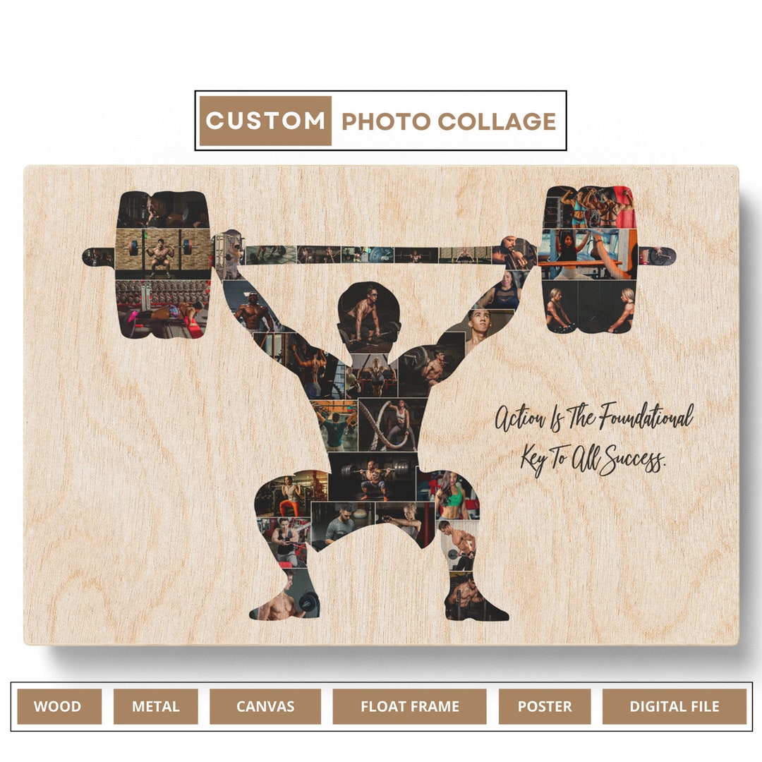 Weightlifting Poster Photo Collage Workout Gifts for Men Personalized ...