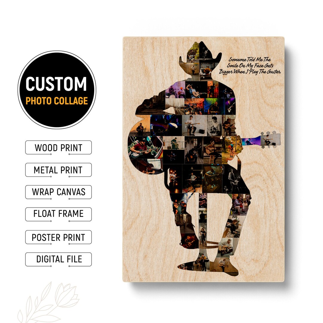 Personalized Guitar Gifts for Him Men Photo Collage Gift for Guitar ...