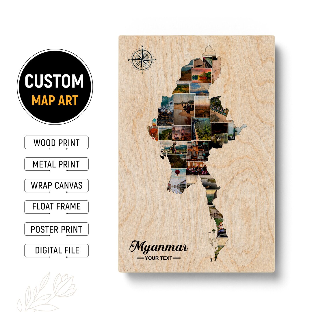 Myanmar Art Myanmar Poster Myanmar Print Myanmar Map Myanmar - Etsy