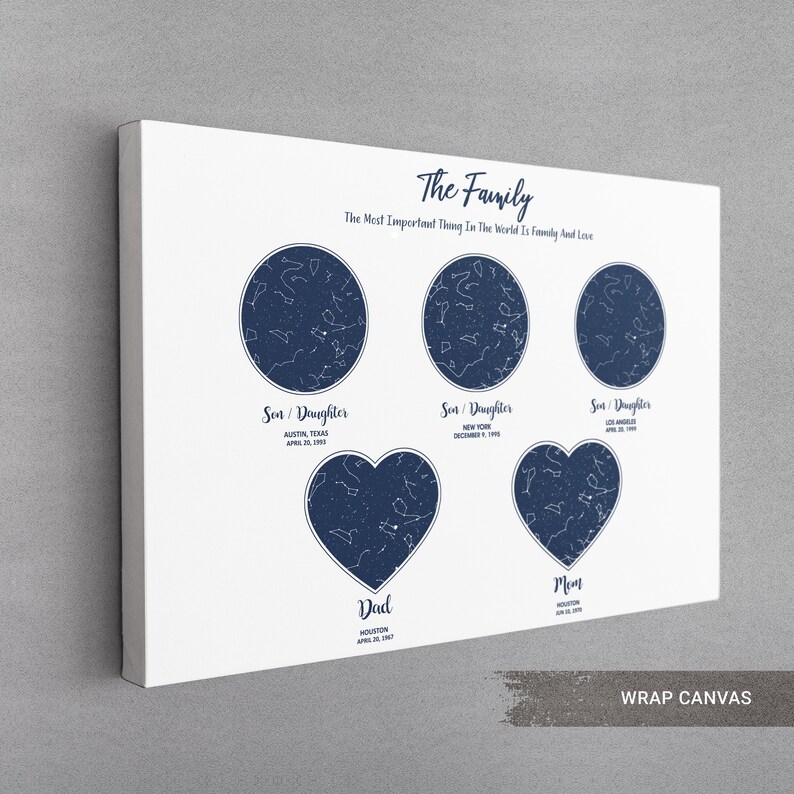 Constellation Map Night Sky Wall Art Family Picture Frame - Etsy