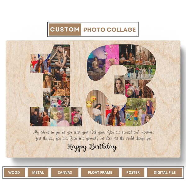 13th Birthday Photo Collage - Etsy