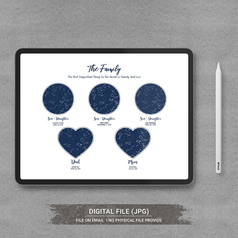 Constellation Map Night Sky Wall Art Family Picture Frame - Etsy