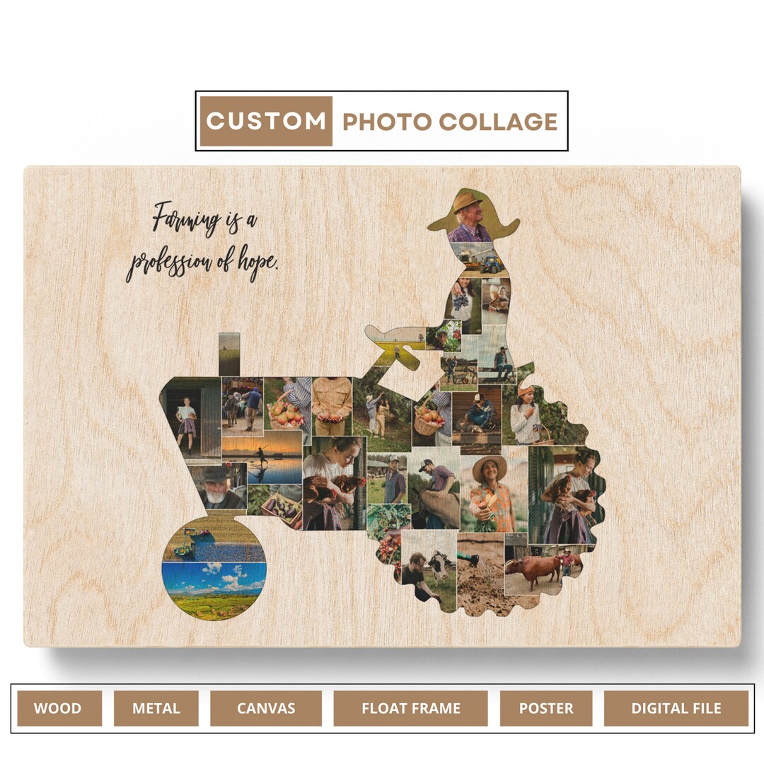 Custom Farmer Memorial Gift Tractor Photo Collage Gifts Farmer Gifts ...