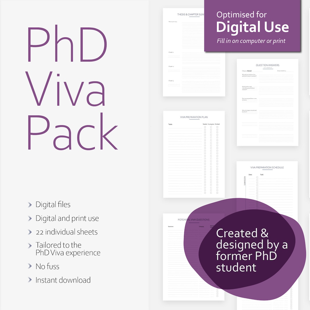 Phd Viva Pack: 22 Pdfs to Plan the Defence/viva of Your Graduate Thesis ...
