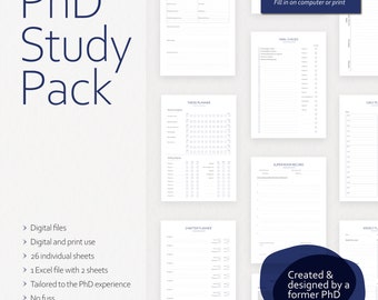 Phd Writing up Pack: 15 Pdfs 2 Excel Sheets to Plan the Final Months of ...
