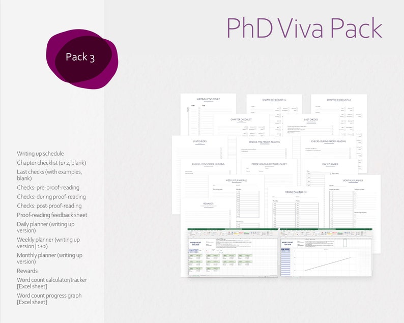 Ultimate Phd Planner Pack: 64 Unique PDF Pages + 2 Excel Sheets to Plan ...