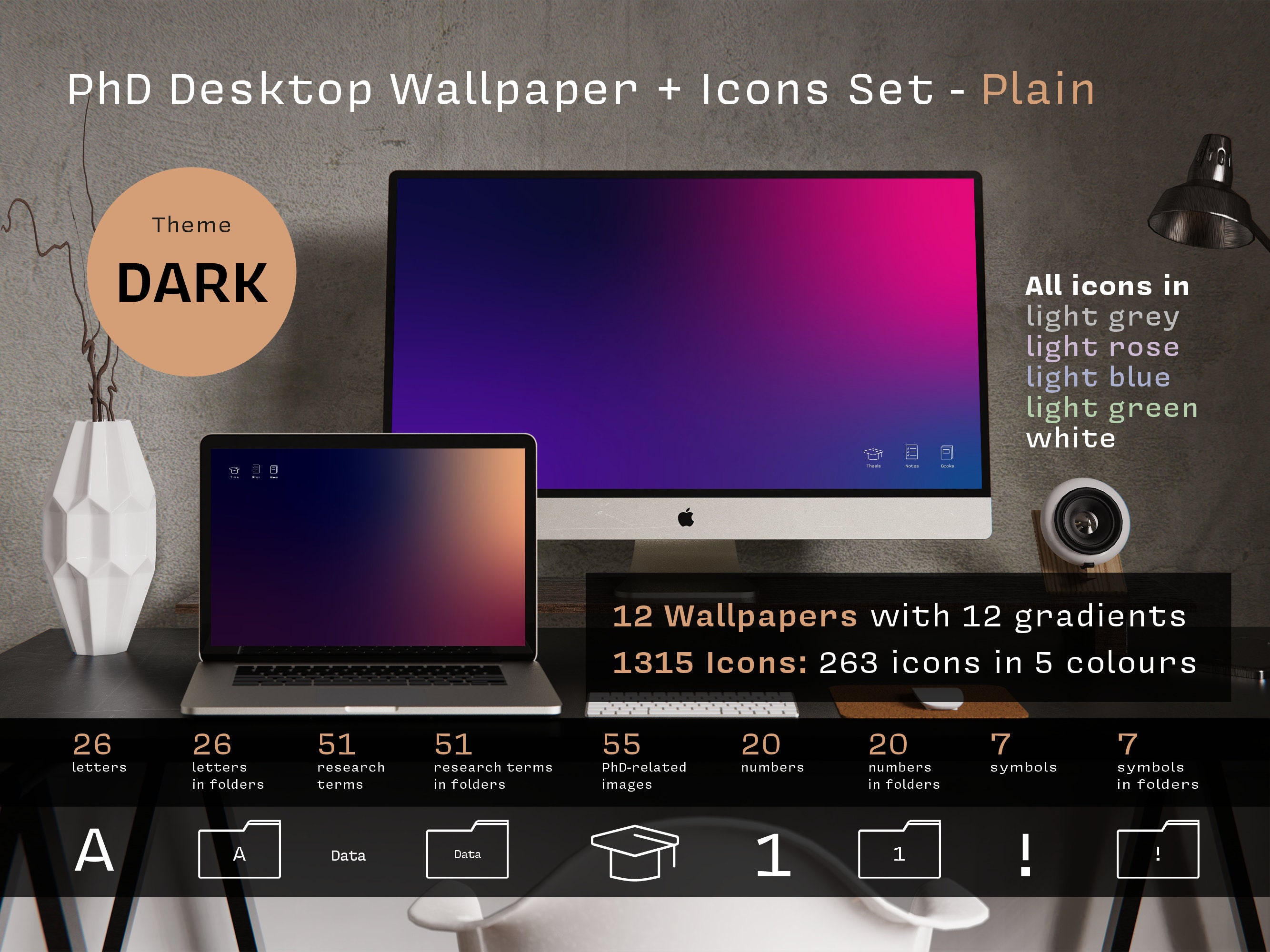 Phd Desktop Wallpaper Icon Set Dark Theme 12 Gradient Wallpapers 1315 ...