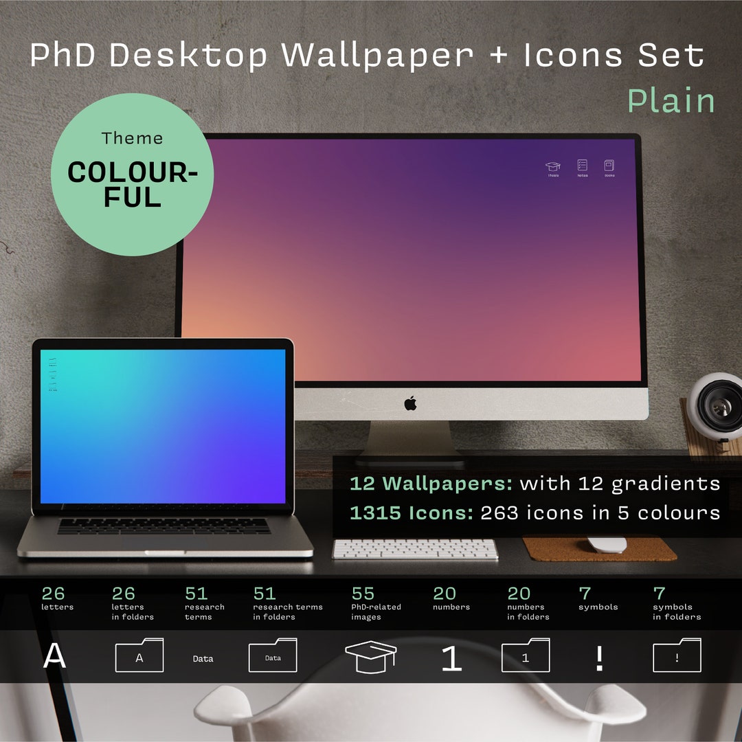 Phd Desktop Wallpaper Icon Set Colourful Theme 12 Gradient Wallpapers ...