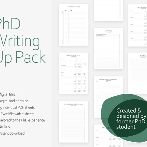 Phd Study Pack: 27 Pdfs 2 Excel Sheets to Plan Your Graduate - Etsy