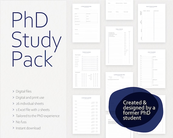Phd Study Pack: 27 Pdfs 2 Excel Sheets to Plan Your Graduate | Etsy