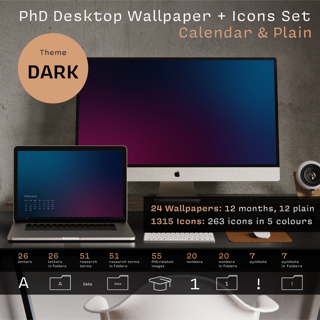 Phd Desktop Wallpaper Icon Set Calendar Plain Dark Theme 24 Gradient ...