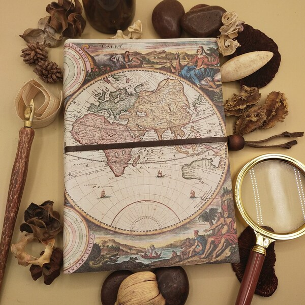 Leather World Map Notebook - Etsy
