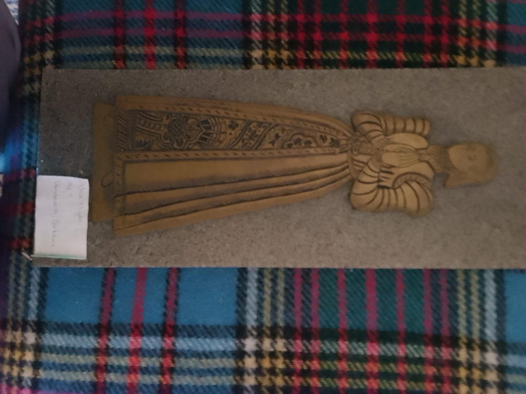 Brass Rubbing Plaque Mounted on a Wooden Base. the Brass Rubbing ...