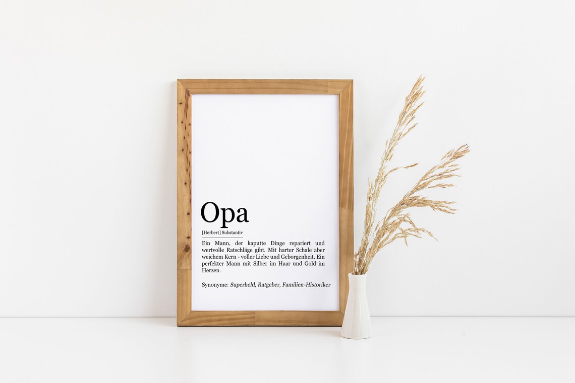 Personalisierbare Opa Definition, Opa Poster, Oma und Opa Geschenk für ...