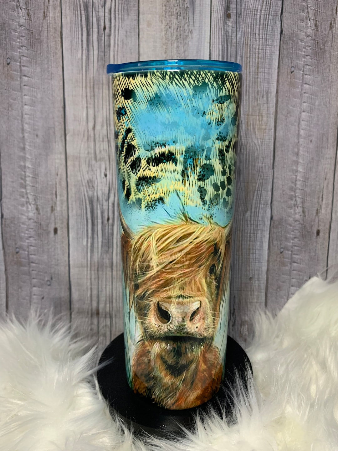 Highland Cow Print 20 Oz Tumbler With Straw and Rubber Bottom - Etsy