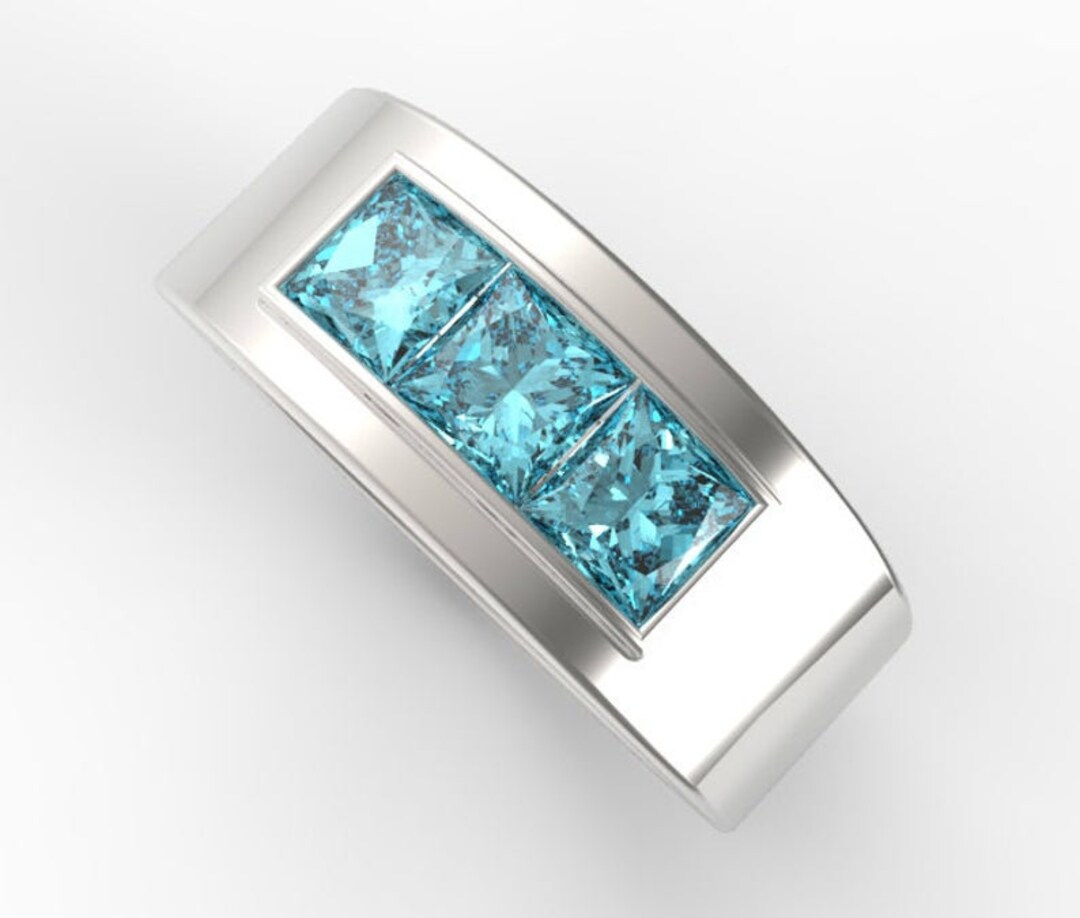 Natural Blue Topaz Men's Ring in 925 Sterling Silver - Etsy