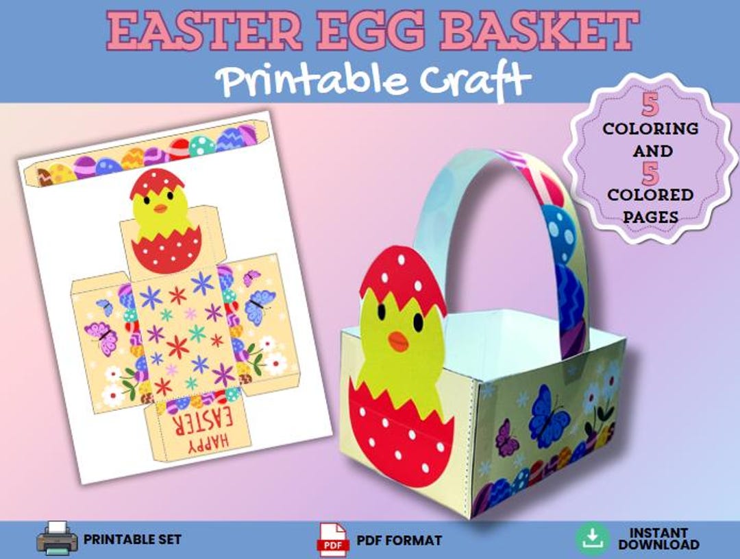 Easter Basket Printable Craft - DIY Holiday Activity for Kids | PDF ...