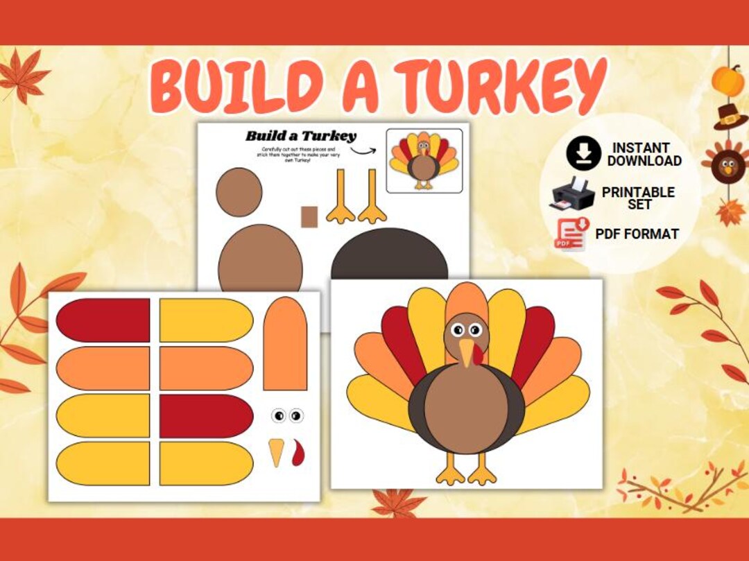 Build a Turkey Craft | Thanksgiving Cut & Paste Activity | Fall ...