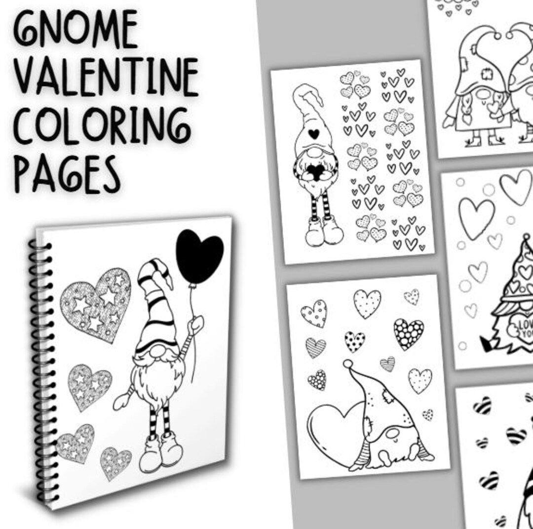 Valentine’s Day Gnome Coloring Pages | Printable Coloring Sheets for ...