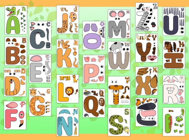 Alphabet Animal Crafts A-Z: Preschool Learning Activity (PDF Pattern ...