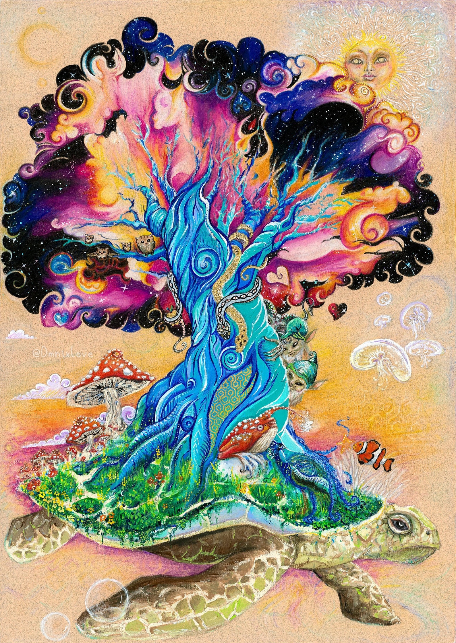 Space Tree of Life Dream, Psychedelic Fantasy, Magical Turtle of the ...