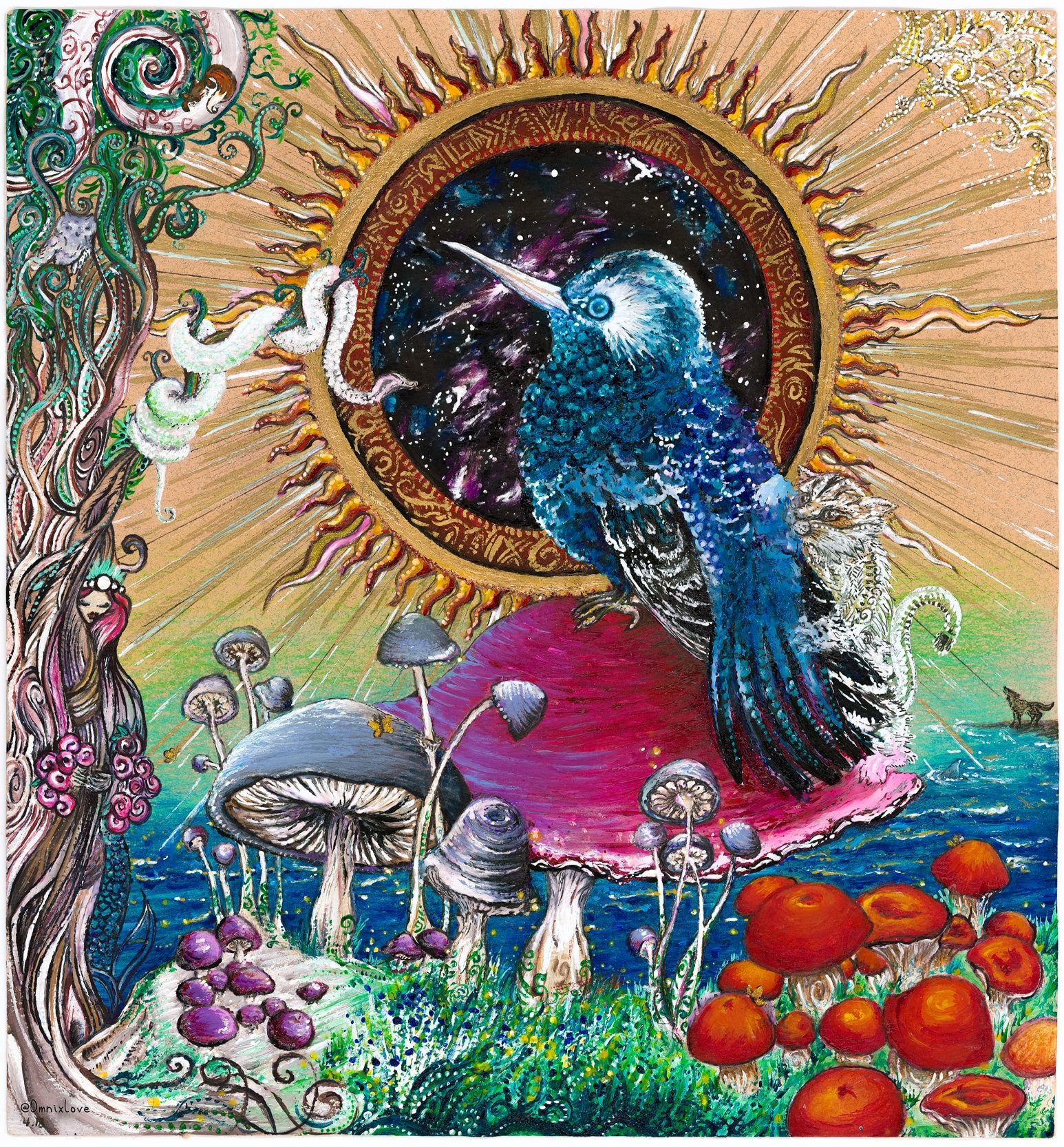 Prophetic Dream of the Hummingbird, Psychedelic Fantasy, Magical Sun ...